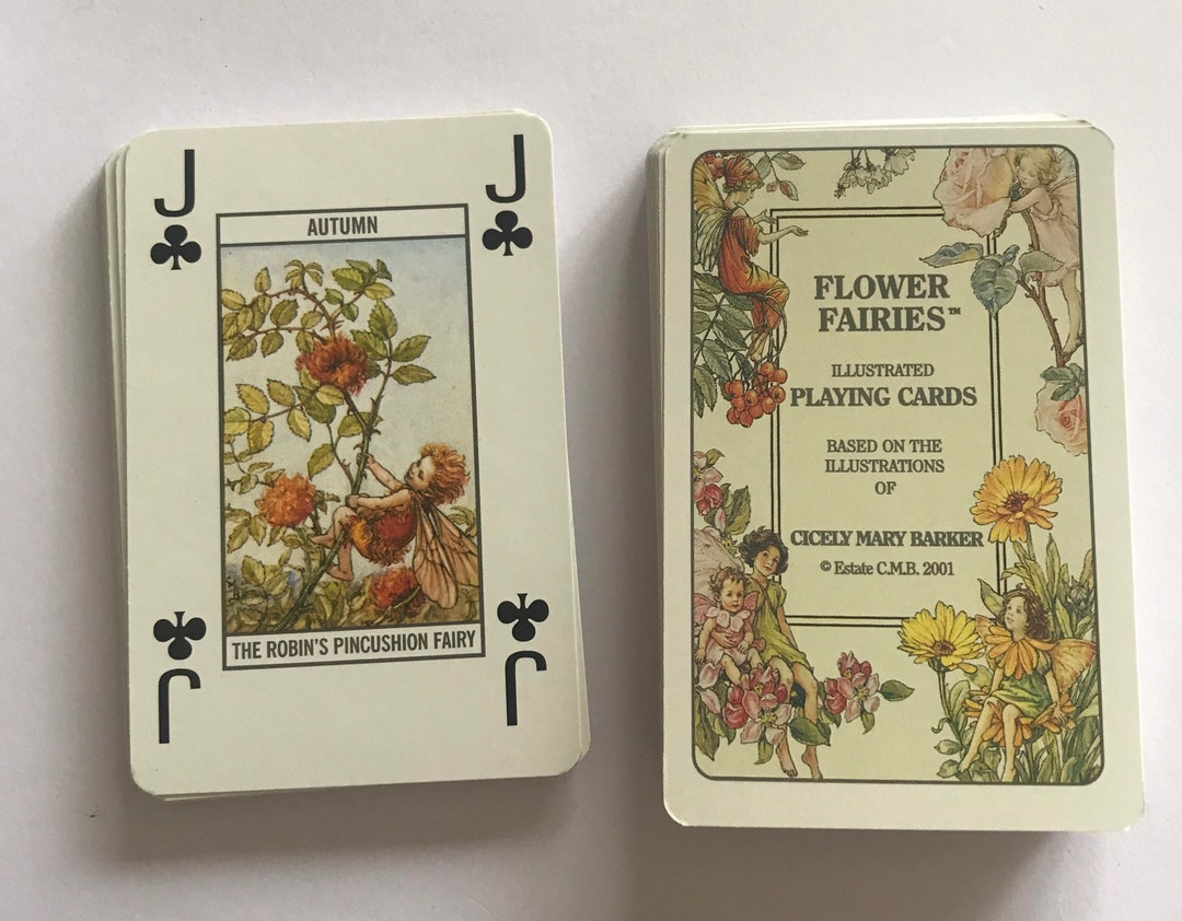 Flower Fairies Illustrated Vintage Playing Cards, Rare, Cicely Mary ...