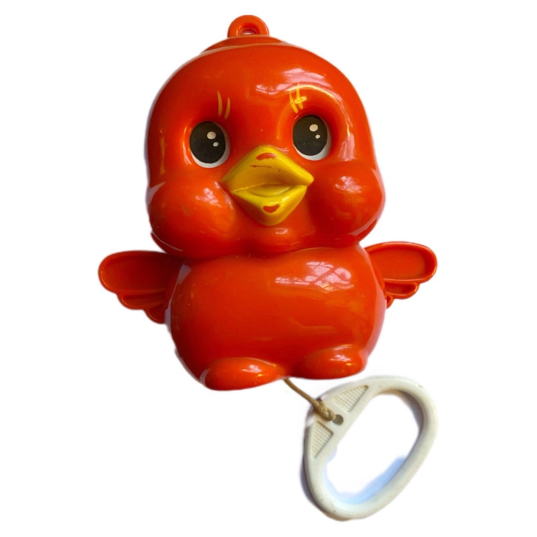 Vintage 1974 Sankyo Red Bird Musical Crib Toy Retro Cute Cot Music Box ...