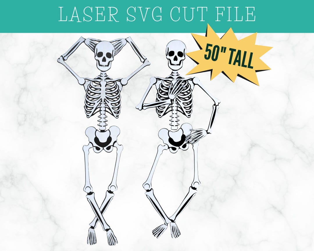 50-inch Posable Skeleton SVG: Halloween Decor Laser Cut File (digital ...