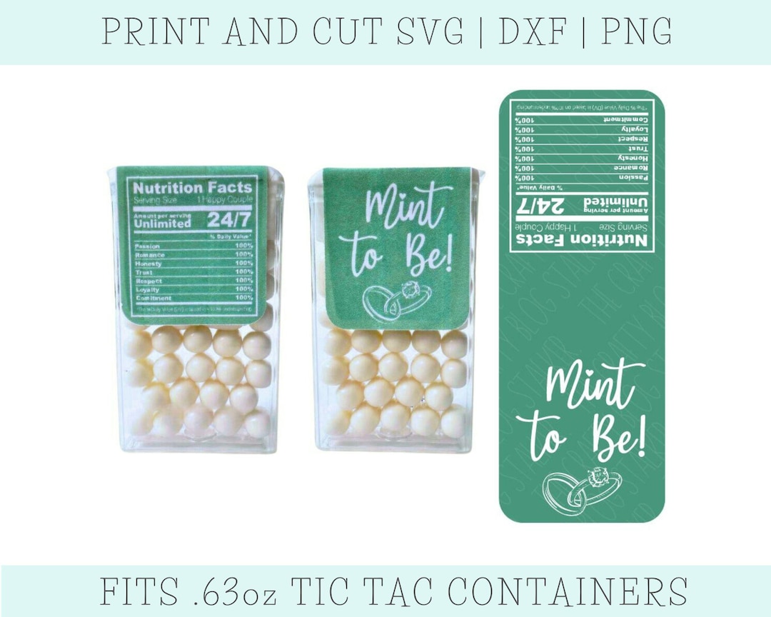 Mint to Be Tic Tac Labels: Wedding Favor SVG PNG DXF (digital Download ...
