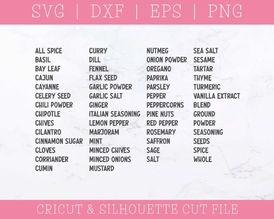 Spice Labels SVG - Kitchen SVG - SVG Files for Cricut - Jar Labels Svg ...