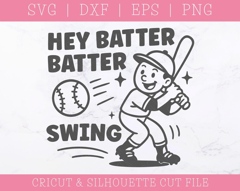 Retro Baseball Batter Swing SVG DXF PNG: Silhouette and Cricut Cut File ...