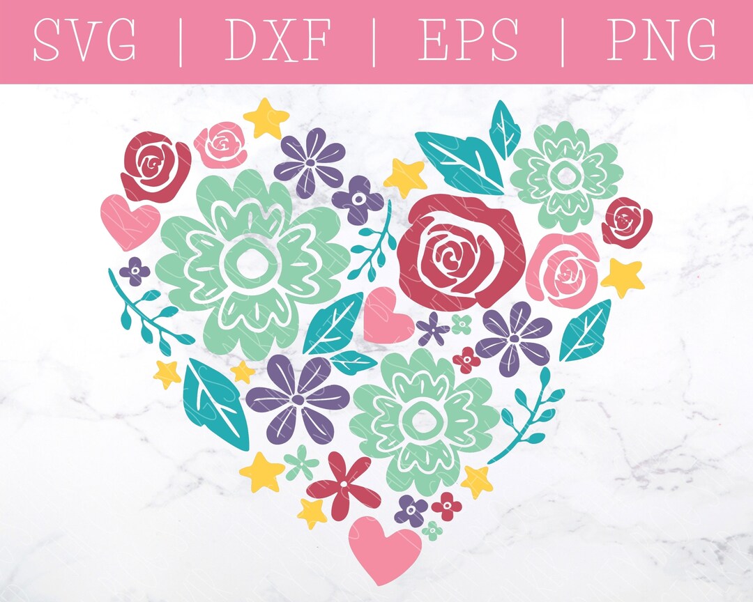 Floral Heart SVG Heart Clipart Heart Vector Spring Flowers SVG Flower ...