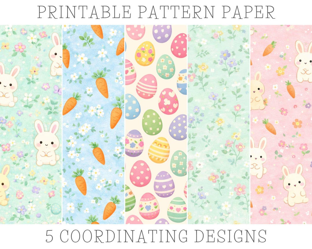 Set of 5 Easter Digital Paper Bundle (digital Download) - Etsy
