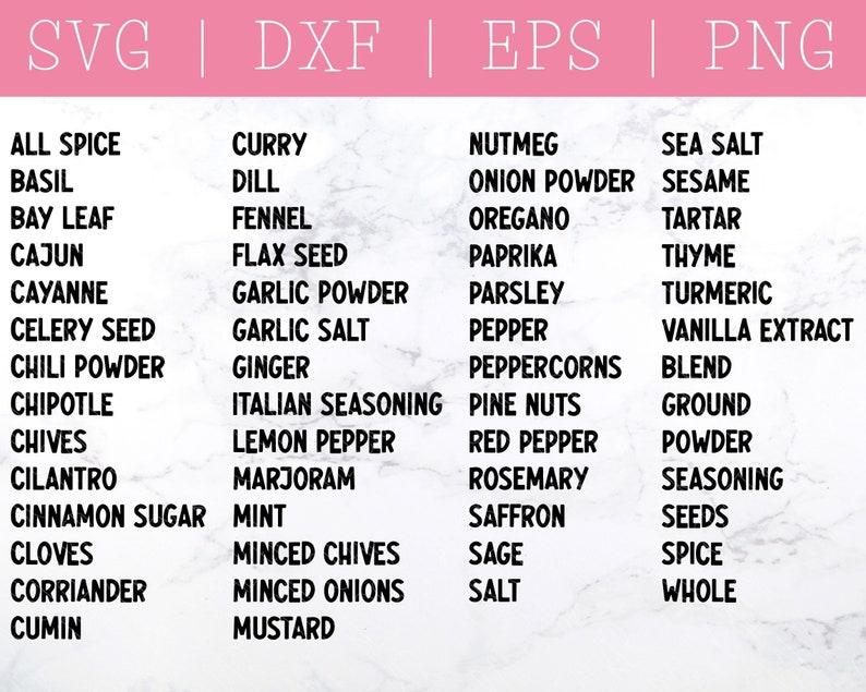Spice Labels SVG Kitchen SVG SVG Files for Cricut Jar - Etsy