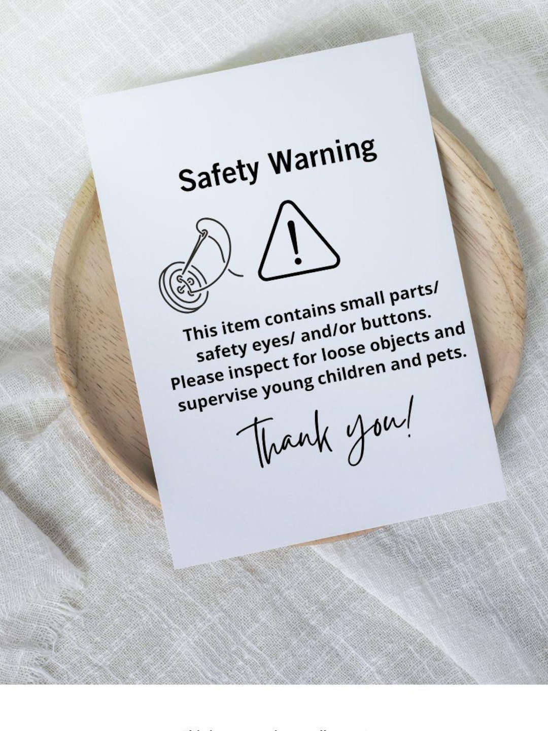 Printable Safety Warning for Handmade Items/small Parts/ Buttons - Etsy