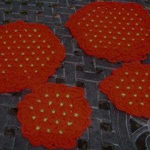 Trivets Handmade Set of Four, Red Holiday Trivets, Red and Green ...