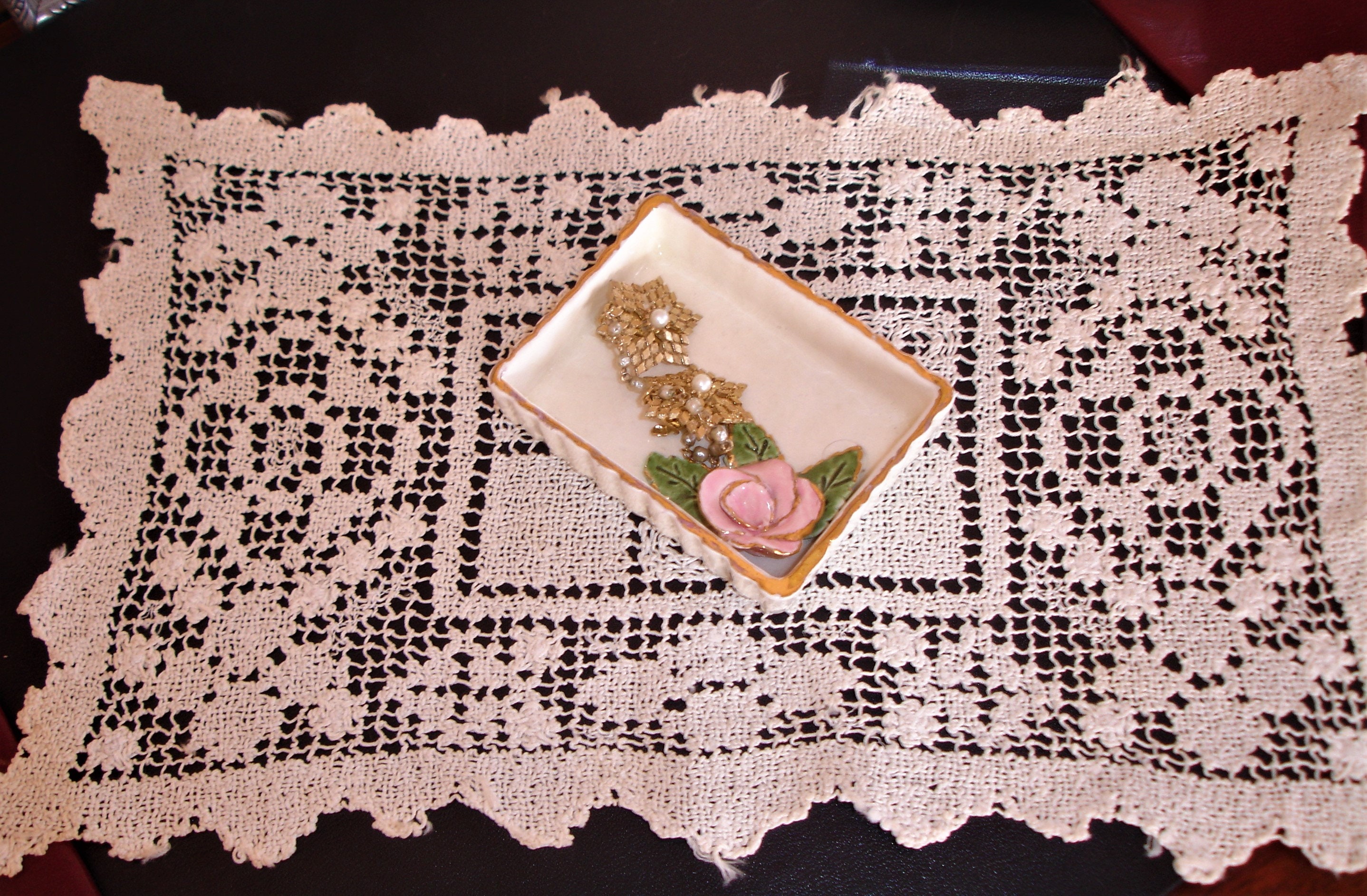 Doily, Centerpiece Doily, Filet Lace, Handmade, Hand Crocheted, French ...