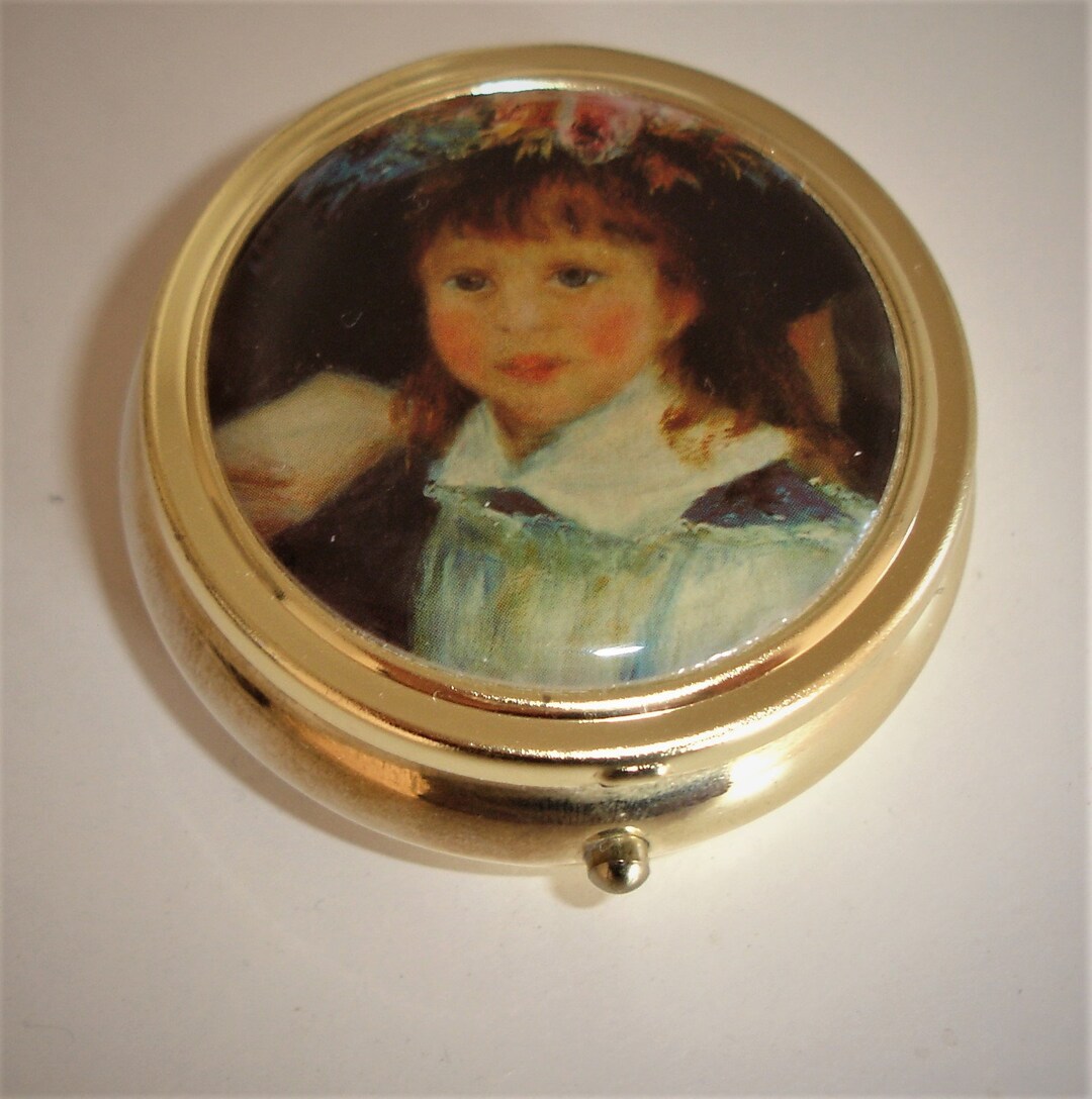 Pill Box, Vintage Pill Box, Medication Holder, Round Pill Box, Gift for ...