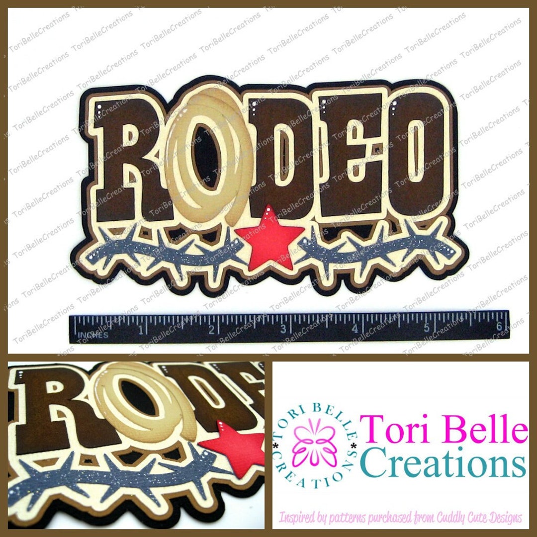 Rodeo Scrapbook Title: Handmade Paper Piecing Die Cut, Scrapbook Page ...