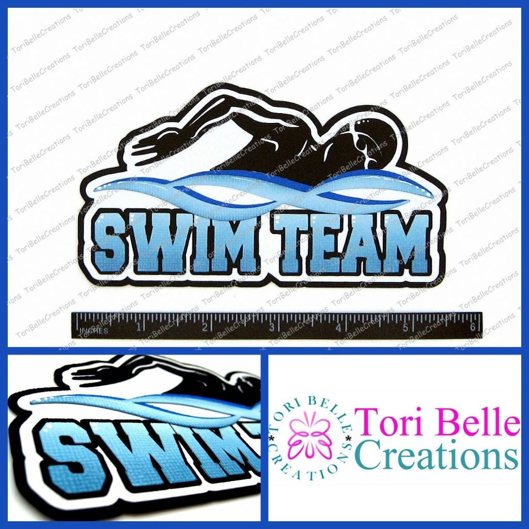 Swim Team Scrapbook Title: Handmade Paper Piecing Die Cut, Scrapbook ...