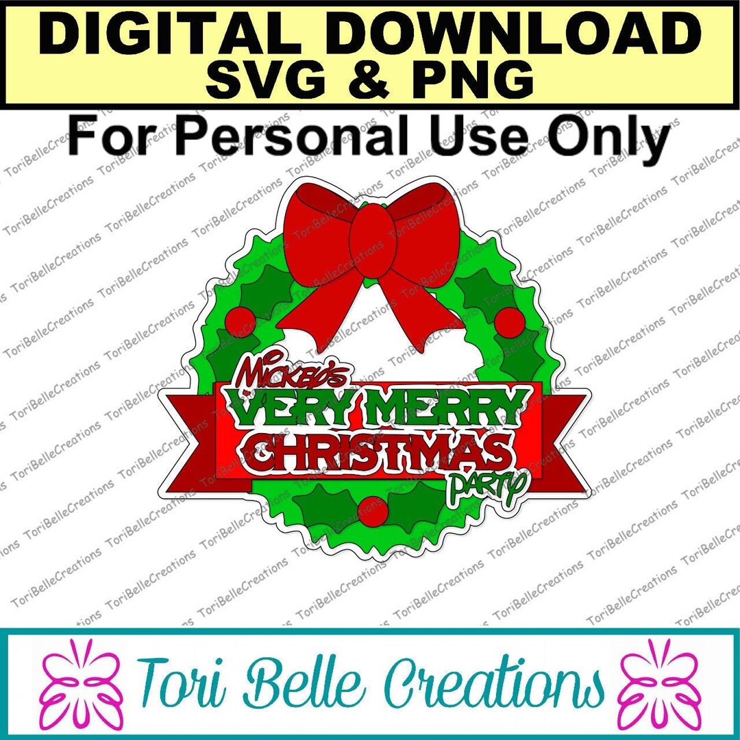Very Merry Christmas Party Title: Layered SVG Cut File for Scrapbooking ...