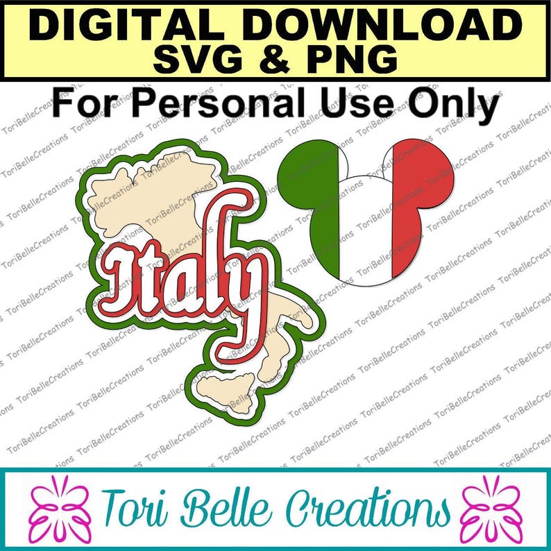 Italy Flag Mickey Head Title: Layered SVG Cut File for Scrapbooking ...