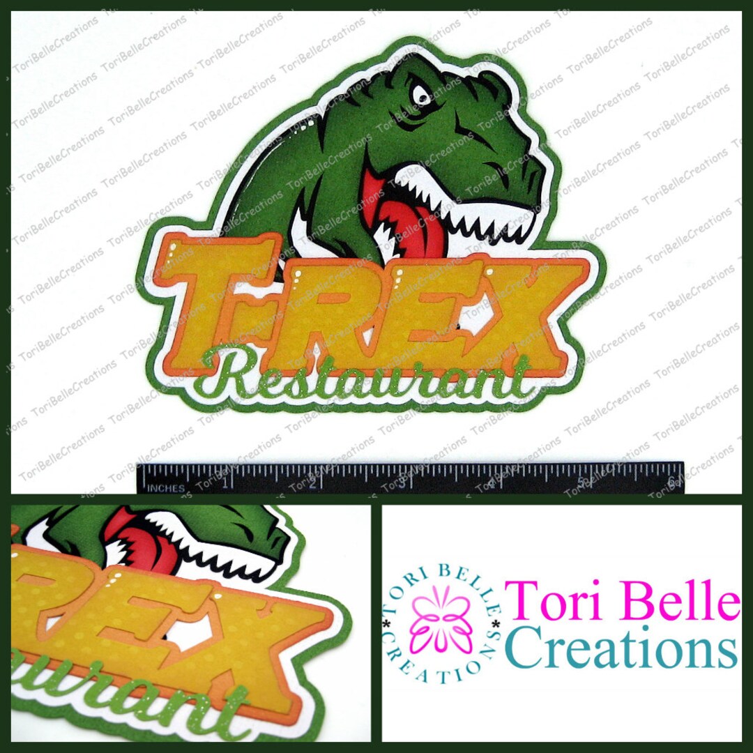 T-rex Restaurant Scrapbook Title: Handmade Paper Piecing Die Cut ...
