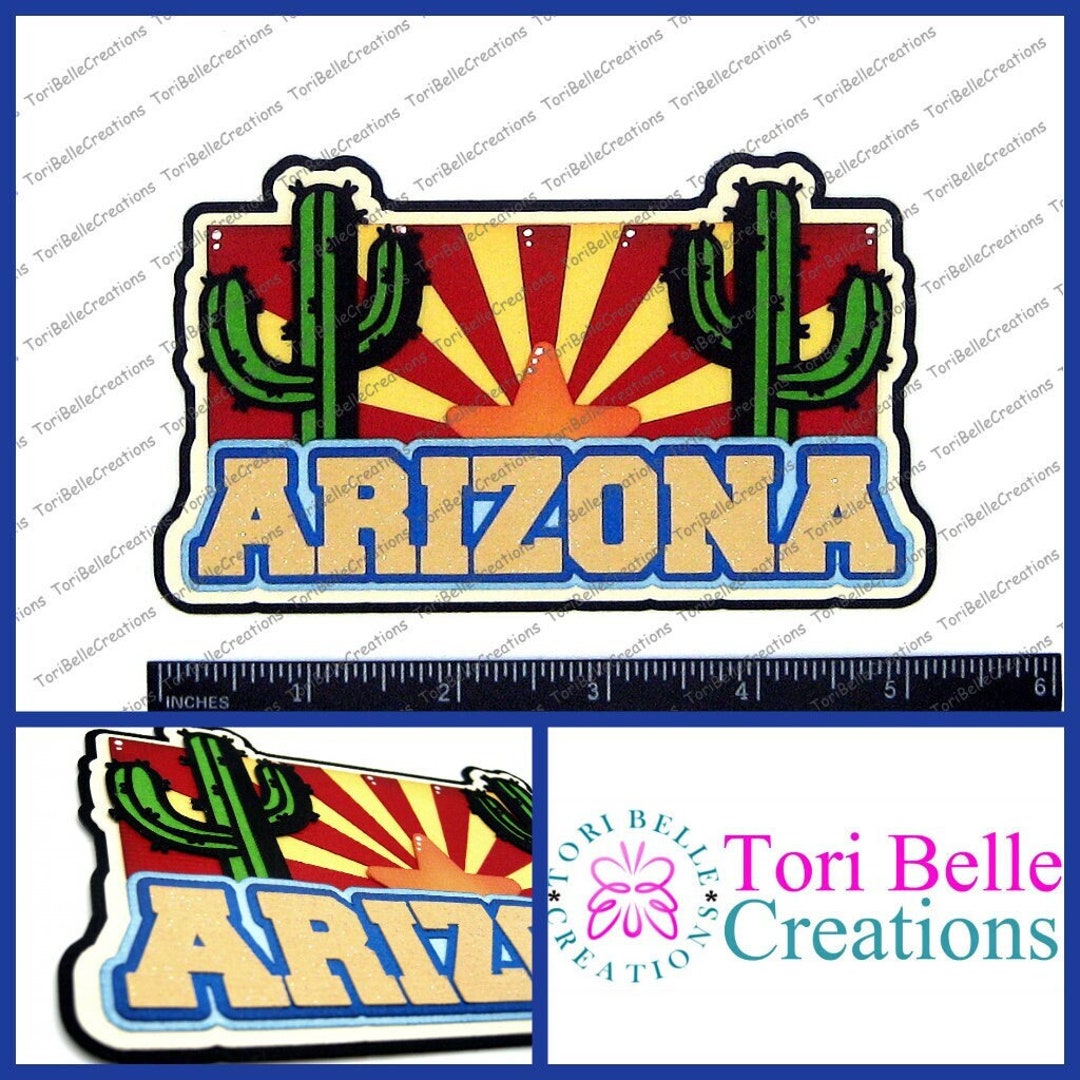 Arizona Scrapbook Title: Handmade Paper Piecing Die Cut, Scrapbook Page ...