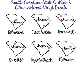 I Love South Carolina Custom Die Cut Vinyl Decal Sticker Choose Your ...