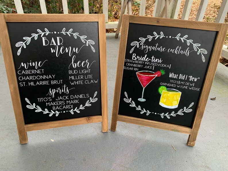 Personalized Bar Menu Wedding Sign Vinyl Decal Set Wine | Etsy