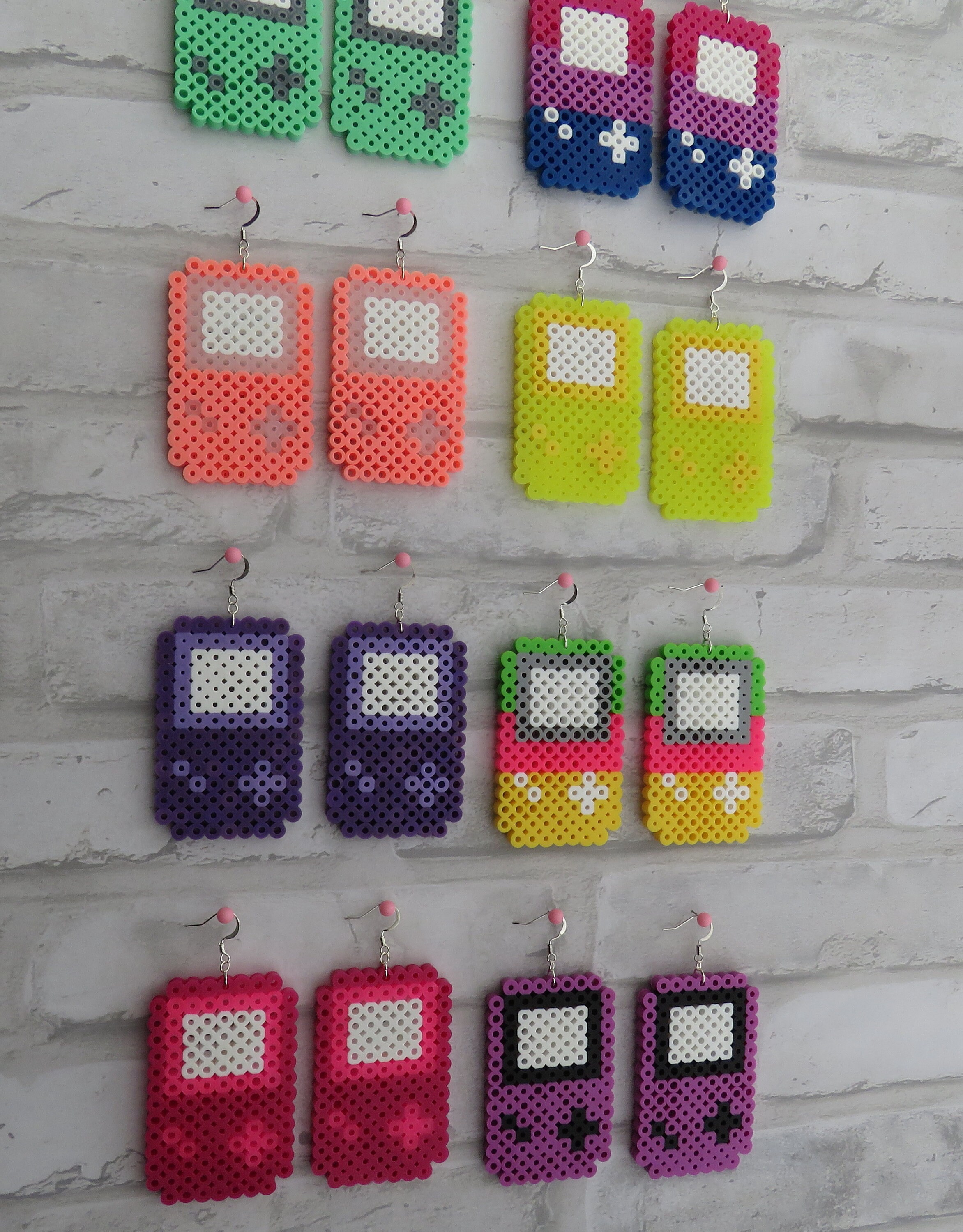Handmade 8 Bit Retro Perler Gameboy Earrings - Pride Flag, Pan Flag ...