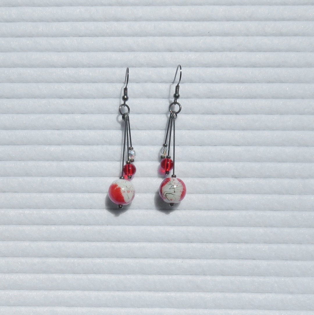 Black Tone Halloween Blood Splatter Triple Dangle Earrings - Etsy