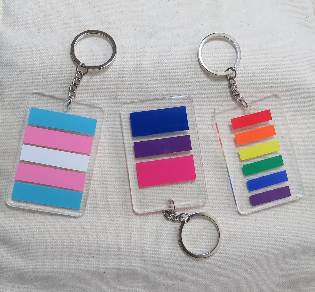 Pride, LGBTQIA+, Trans, Bi Flag Acrylic Keychain W/vinyl Decal ...
