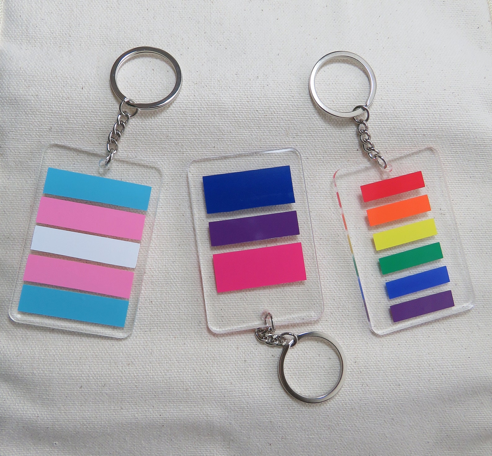 Pride LGBTQIA Trans Bi Flag Acrylic Keychain W/vinyl Decal - Etsy