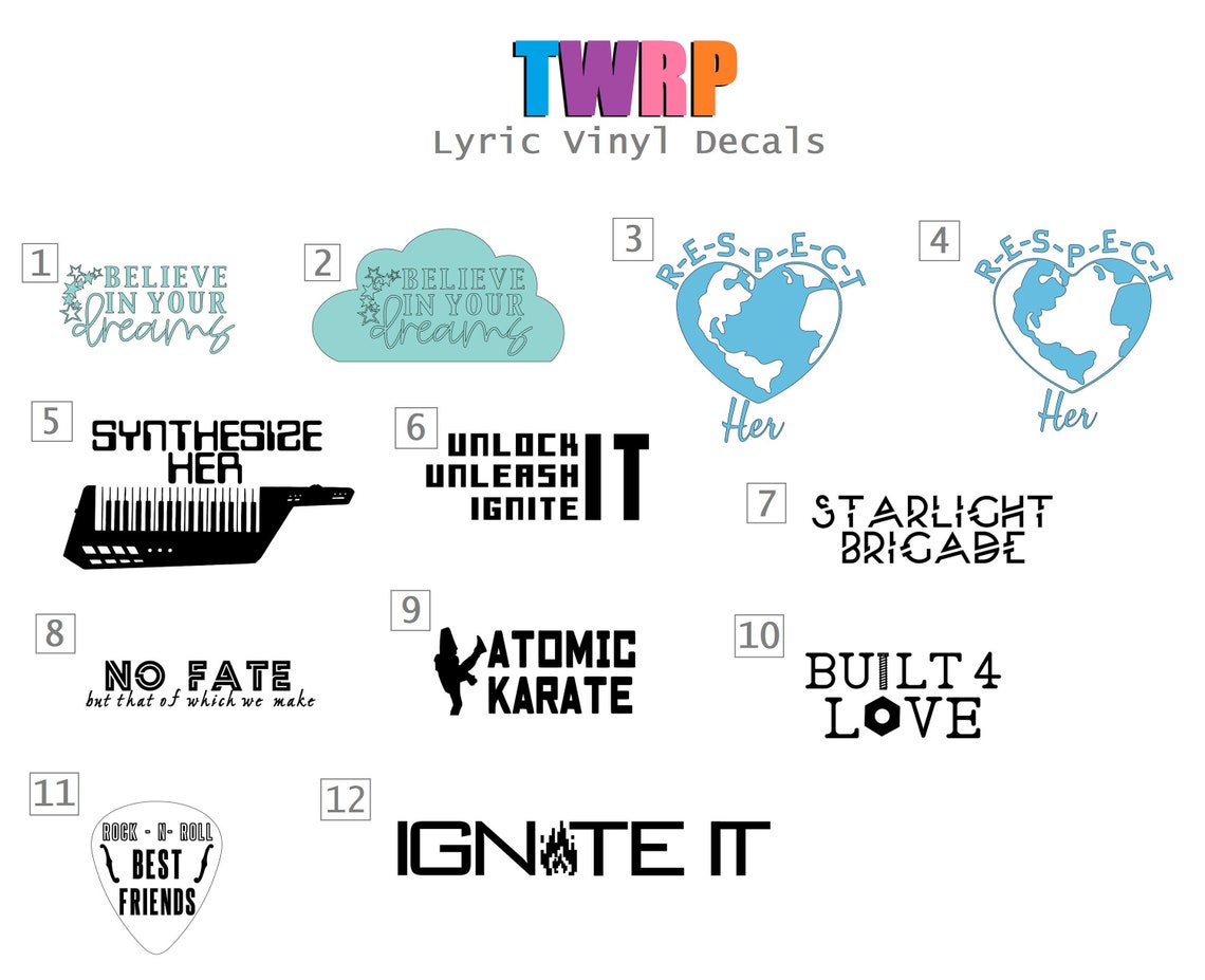 TWRP Band Lyric Vinyl Decals/stickers for Car/laptop/tumbler | Etsy