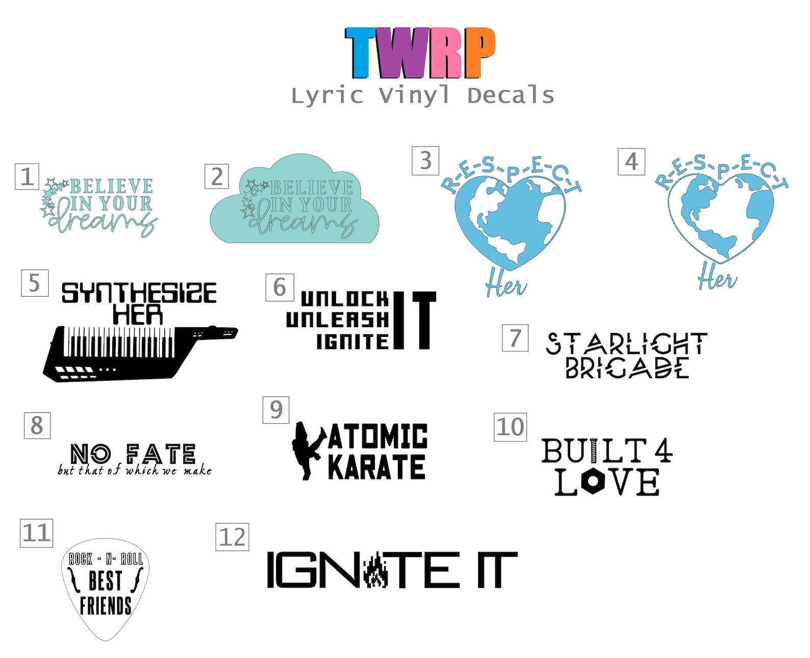 TWRP Band Lyric Vinyl Decals/stickers for Car/laptop/tumbler | Etsy