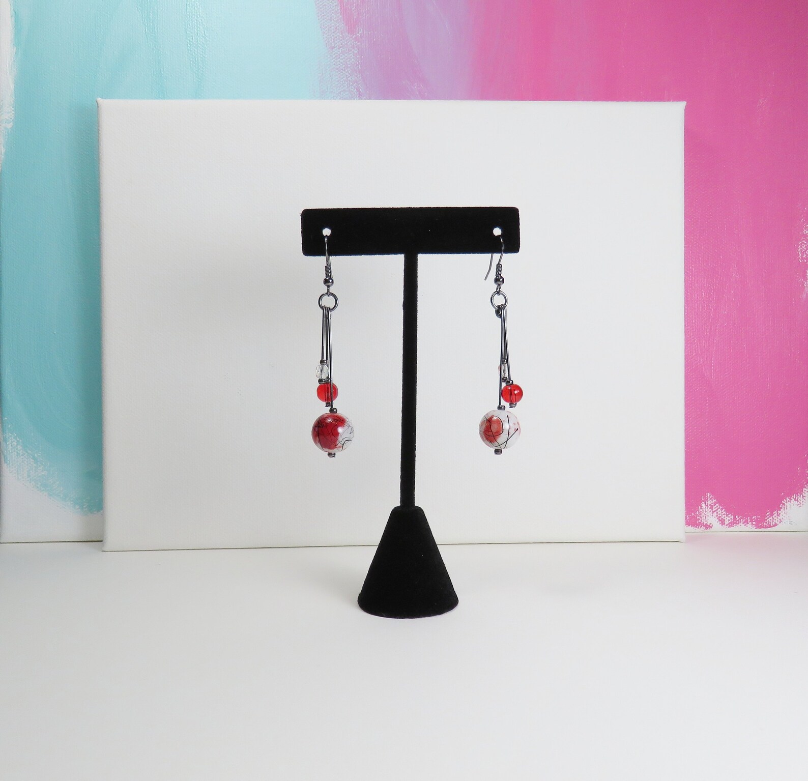 Black Tone Halloween Blood Splatter Triple Dangle Earrings | Etsy