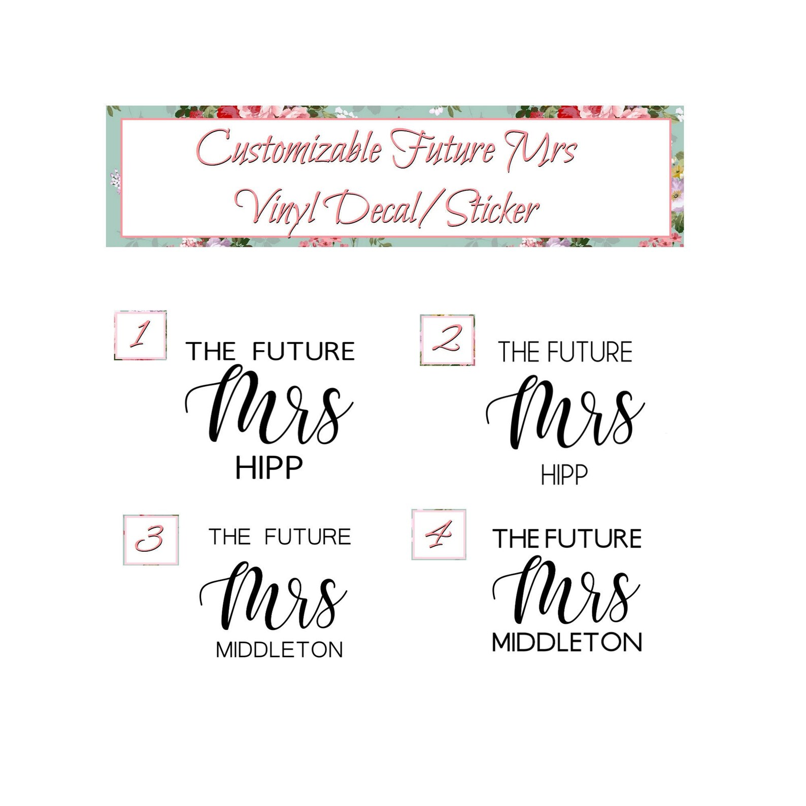 The Future Mrs Customizable Vinyl Decal/sticker for | Etsy