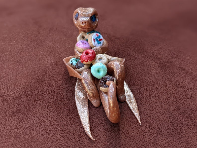 Donut Hoarding Dragon OOAK Polymer Clay Dragon on a Pile of - Etsy