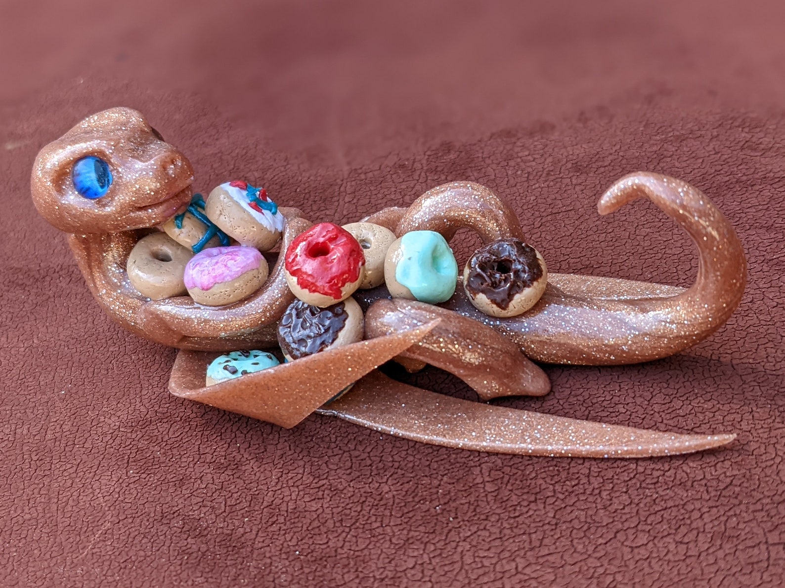 Donut Hoarding Dragon OOAK Polymer Clay Dragon on a Pile of - Etsy