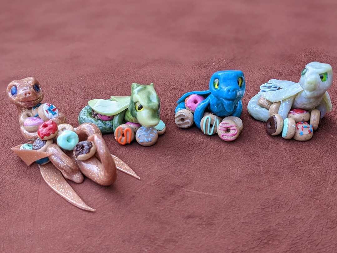 Donut Hoarding Dragon OOAK Polymer Clay Dragon on a Pile of - Etsy