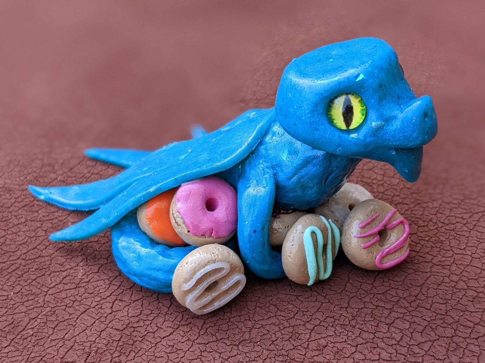 Donut Hoarding Dragon OOAK Polymer Clay Dragon on a Pile of - Etsy