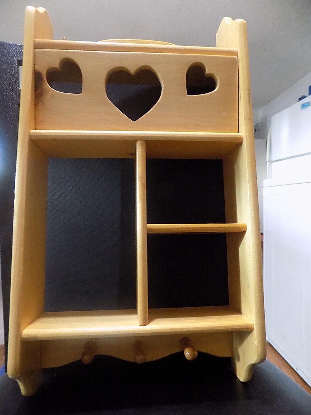 Vintage Wooden Wall Curio Cabinet, Wall Shelf, Wall Decor With Heart ...