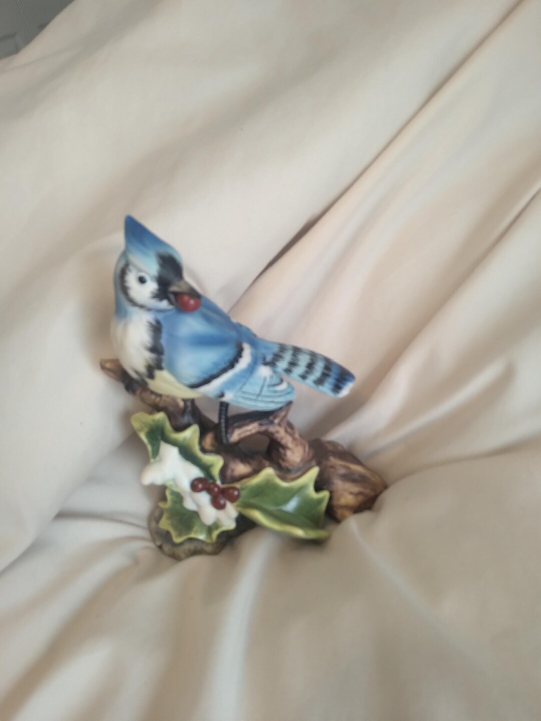 Vintage Blue Jay Figurine: Bird With Holly Branch - Etsy