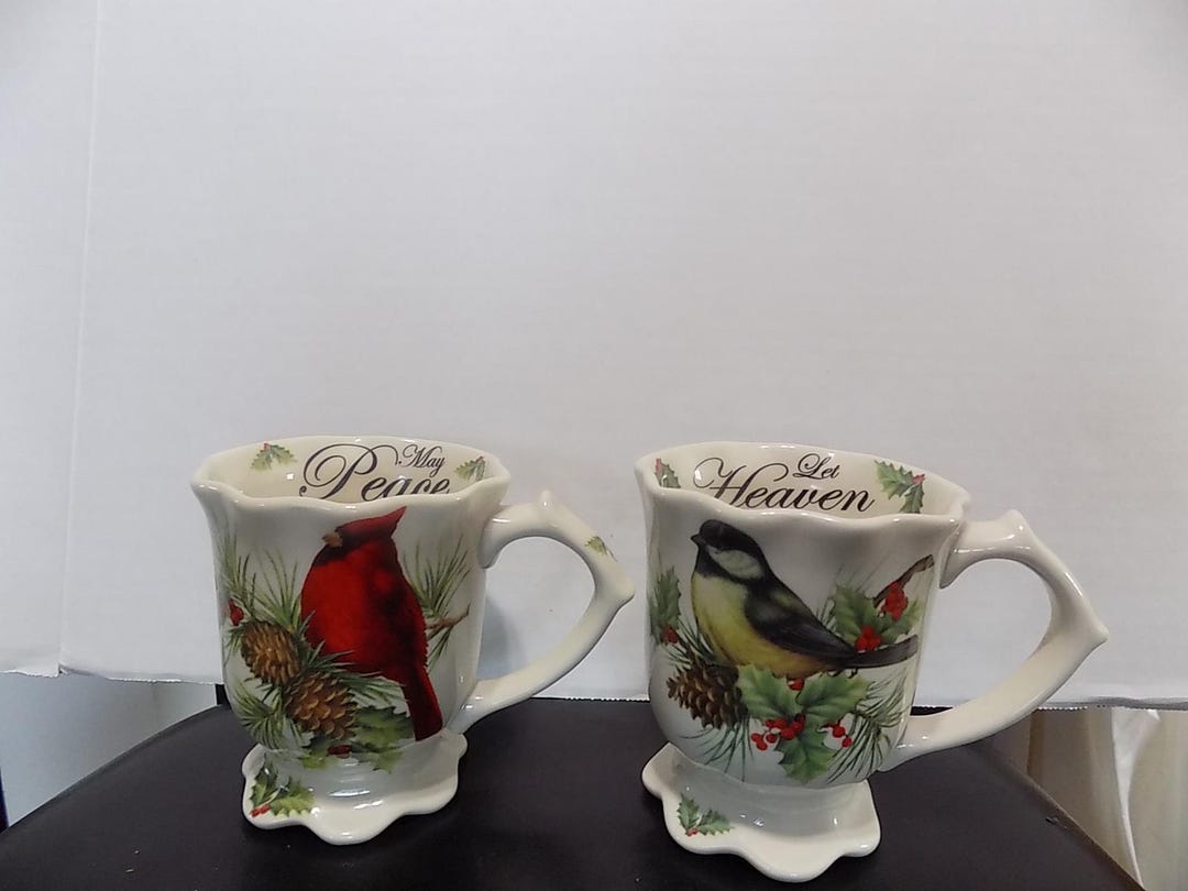 Set of 2 Cracker Barrel Season of Peace Christmas Mugs Cardinal ...