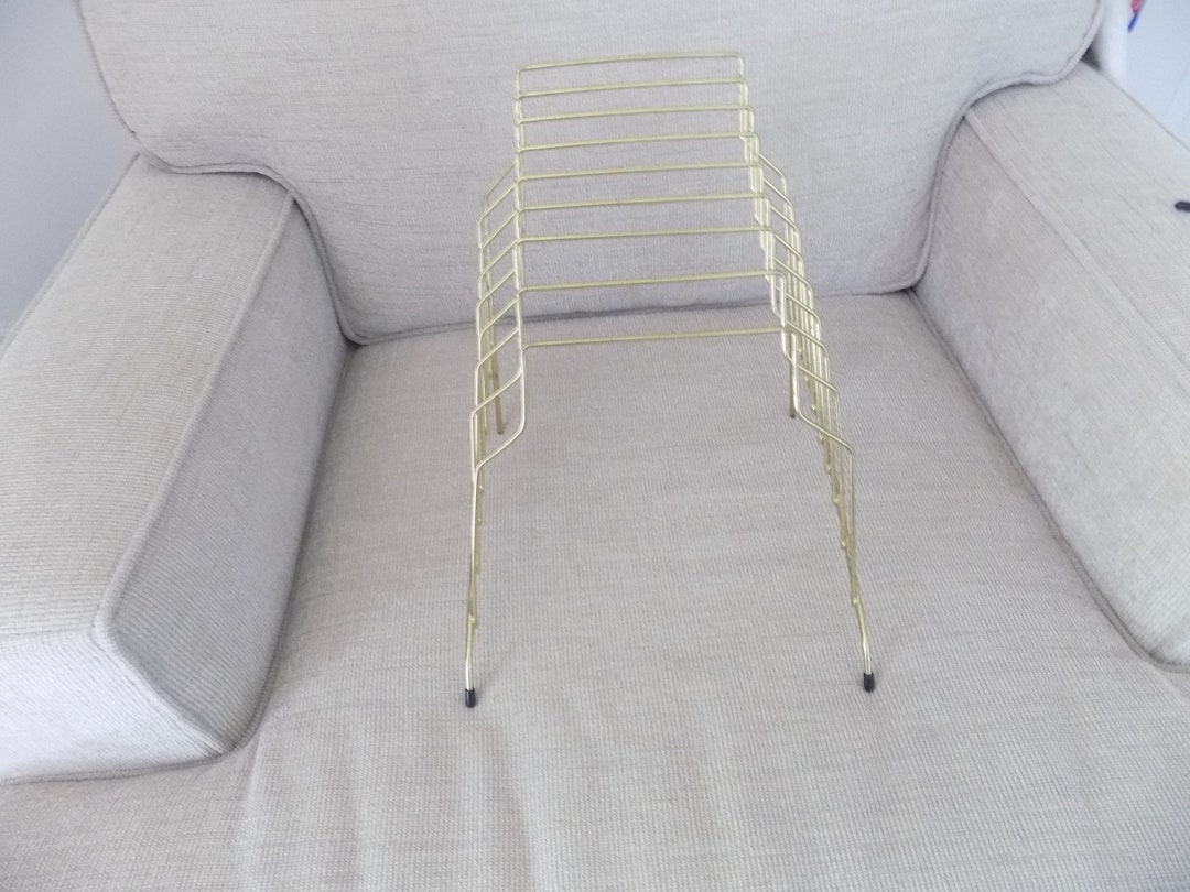 Vintage Mid Century Wire Record Holder Retro Gold Metal Rack Vinyl LP ...