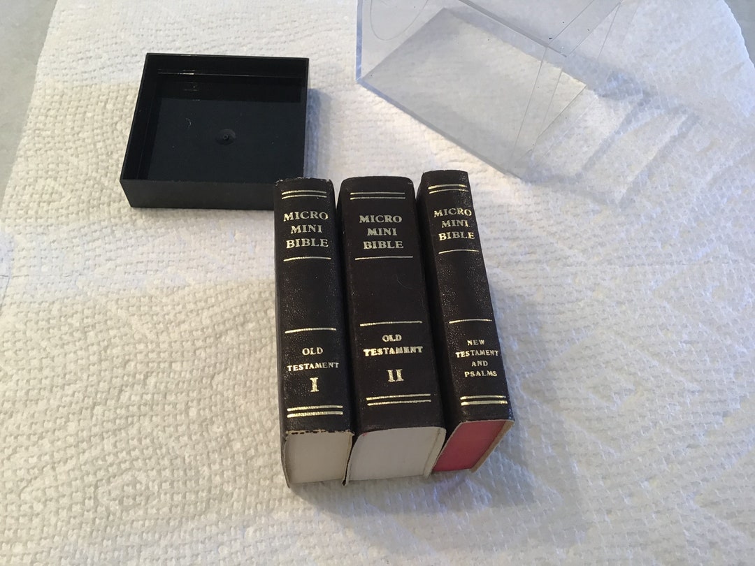 Vintage Micro Mini BIBLE Set 3 King James I and II and Psalms in ...