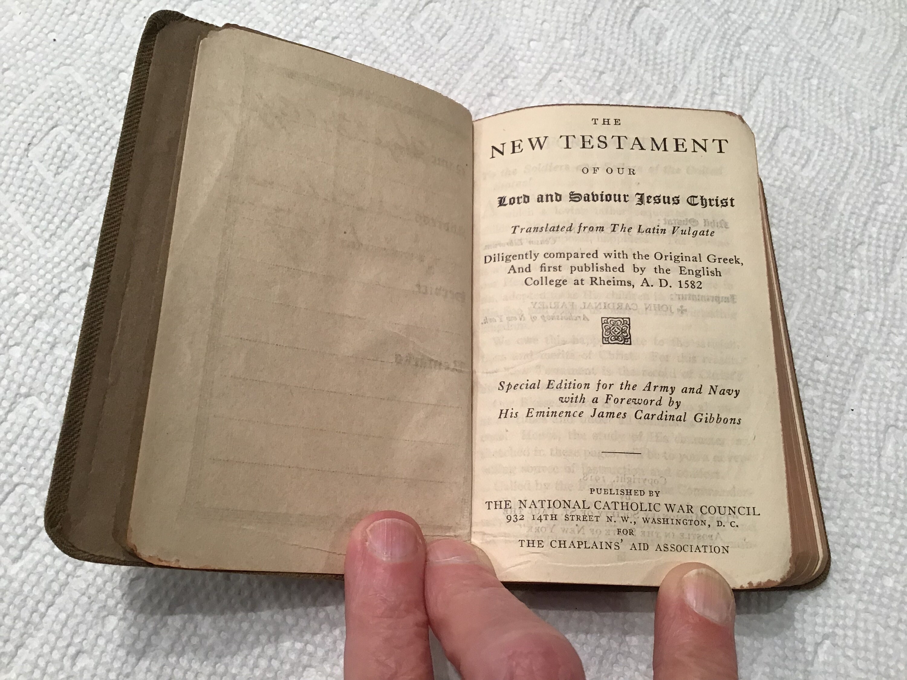 WWI U.S. ARMY NAVY Edition New Testament Pocket Bible Dollay Version ...