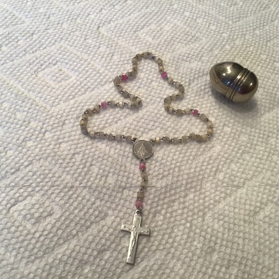 Antique Tiny Miniature Rosary W/ Mini Silver Acorn Case Casket - Etsy