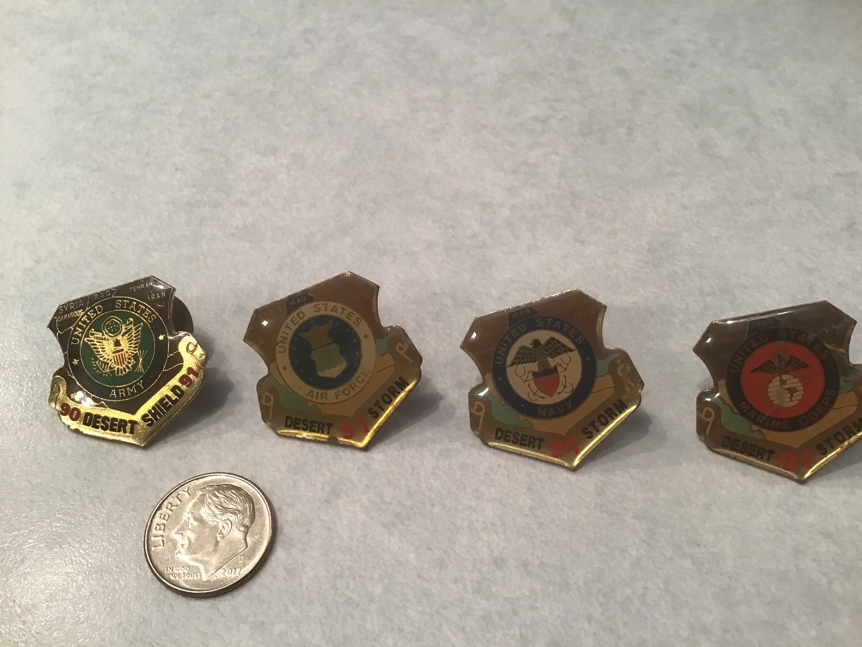 DESERT SHIELD STORM Air Force, Army, Marine Corp and Navy Pins Pinbacks ...