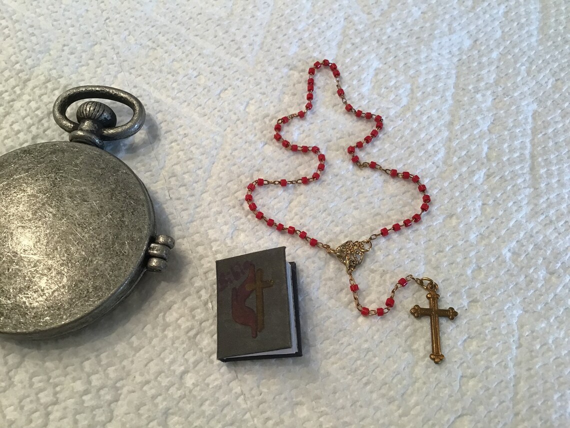 VERY TINY Mini Rosary and Miniature BIBLE in Locket Case ~ Darling Set ...