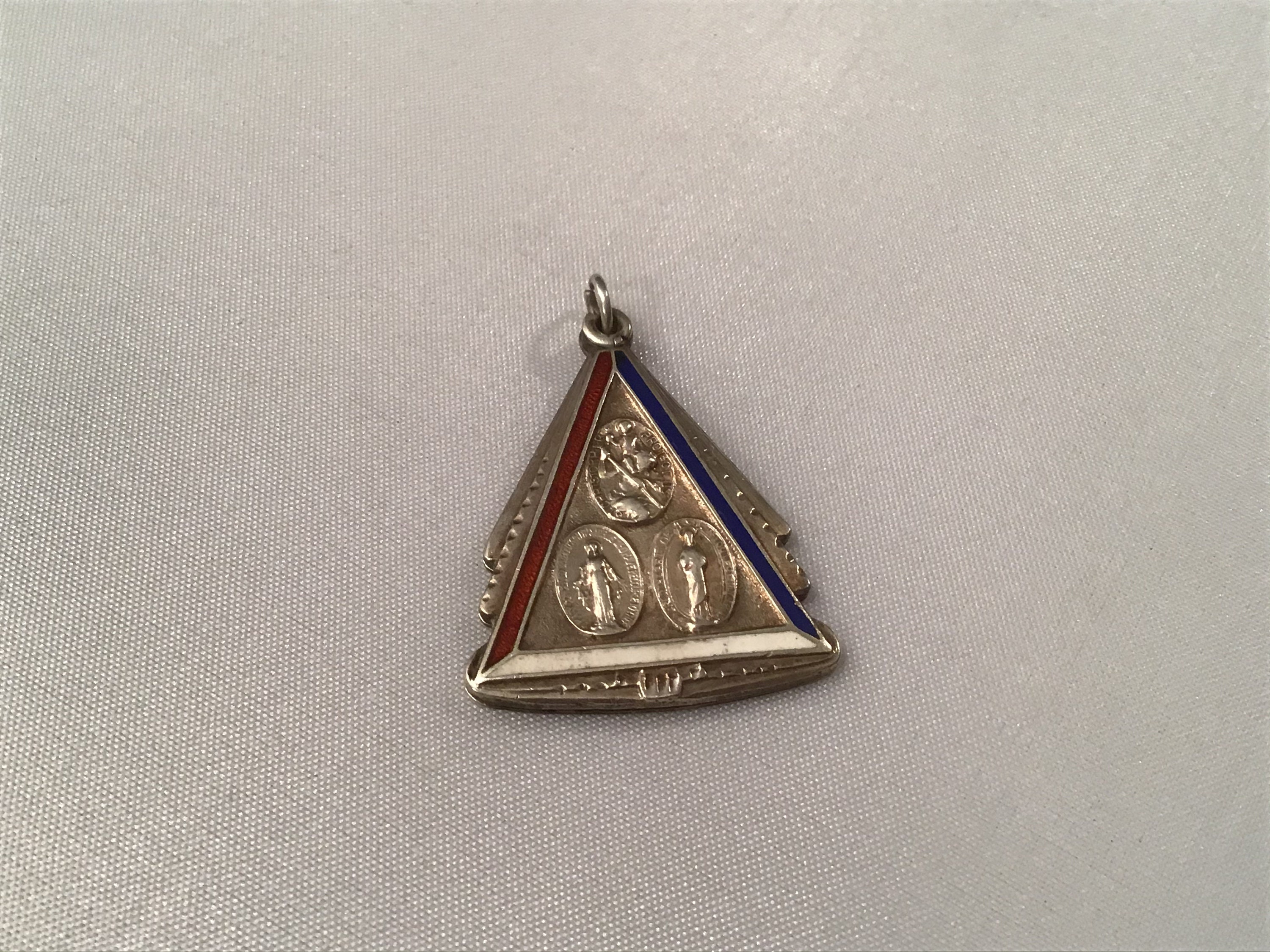 WWII Military Slide Scapular St. Anthony Medal Pendant Enamel Sterling ...