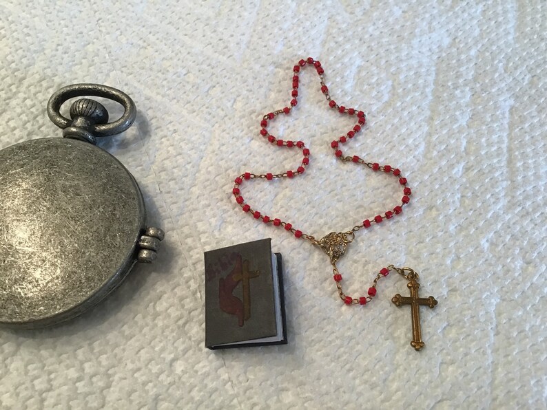 VERY TINY Mini Rosary and Miniature BIBLE in Locket Case ~ Darling Set ...