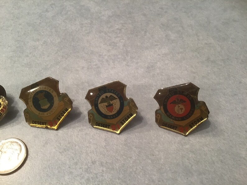 DESERT SHIELD STORM Air Force, Army, Marine Corp and Navy Pins Pinbacks ...