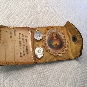 Antique Folding Pocket Reliquary Relic Sacred Heart of JESUS Medals ...
