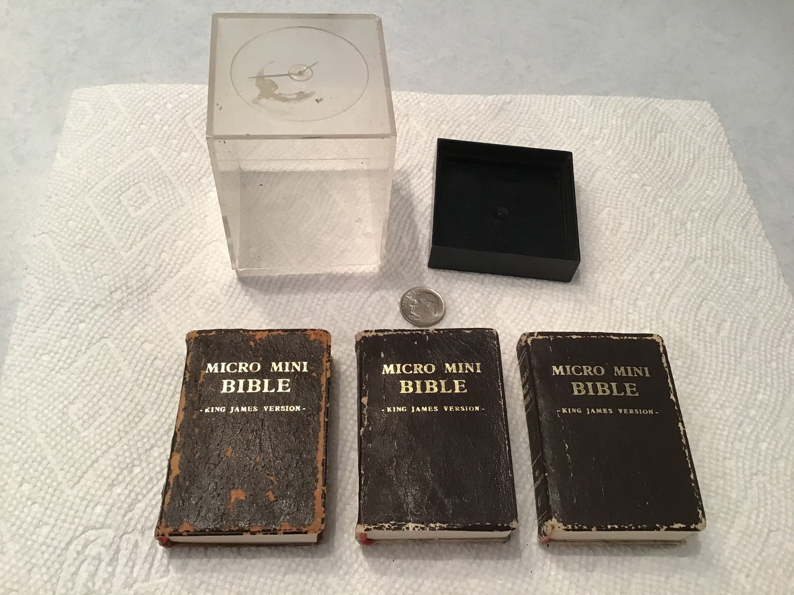 Vintage Micro Mini BIBLE Set 3 King James I and II and Psalms in ...