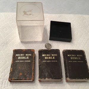 Vintage Micro Mini BIBLE Set 3 King James I and II and Psalms in ...
