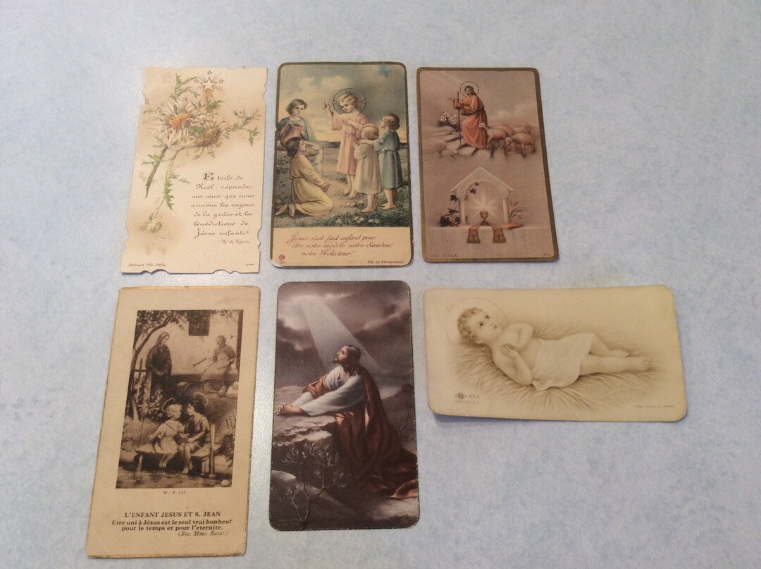 Antique Vintage HOLY CARDS Lot Prayer Bible Card Catholic Colorful ...