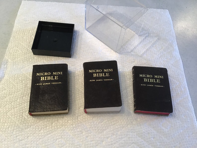 Vintage Micro Mini BIBLE Set 3 King James I and II and Psalms in ...